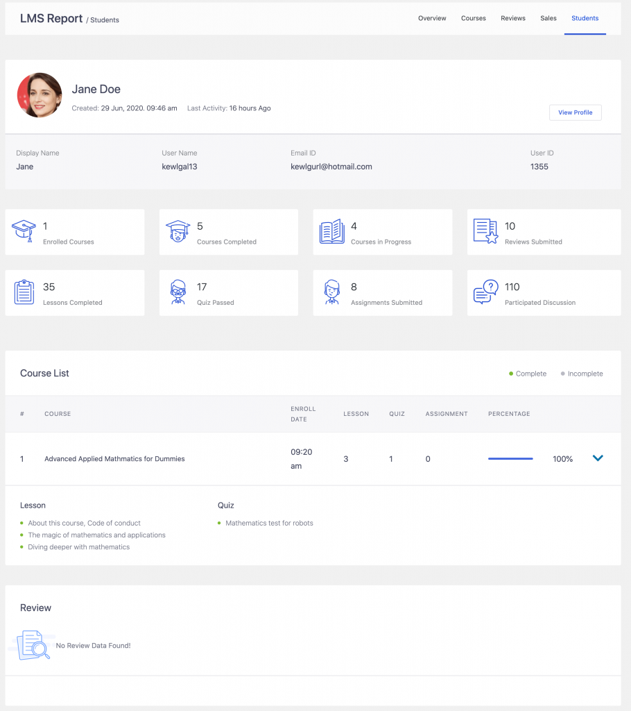 Tutor LMS: New Course & Student Progress Reports | Ahoi.dev