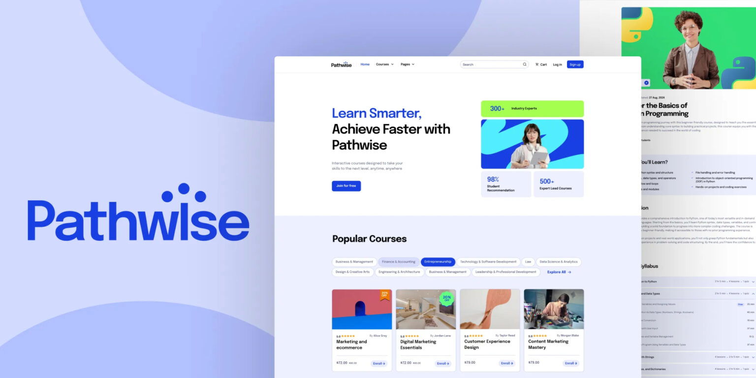 Sneak Peek: Pathwise - A New Tutor LMS Theme Powered by Droip | Ahoi.dev